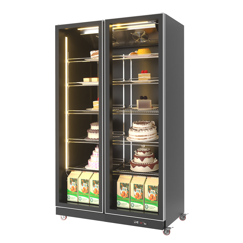 Display 2 glass door | Black Cake Display Freezer – BAKDASH
