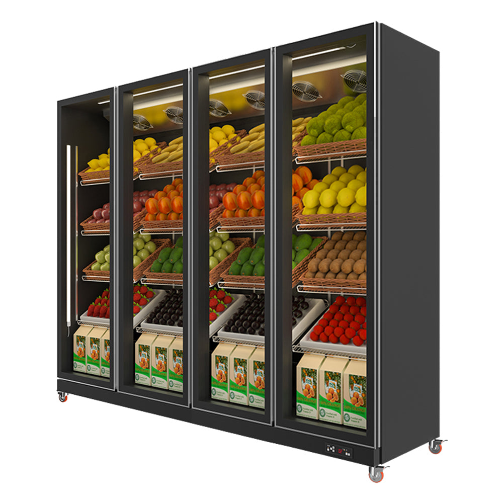 Display 4 glass doors | Black Fruit Display Freezer – BAKDASH