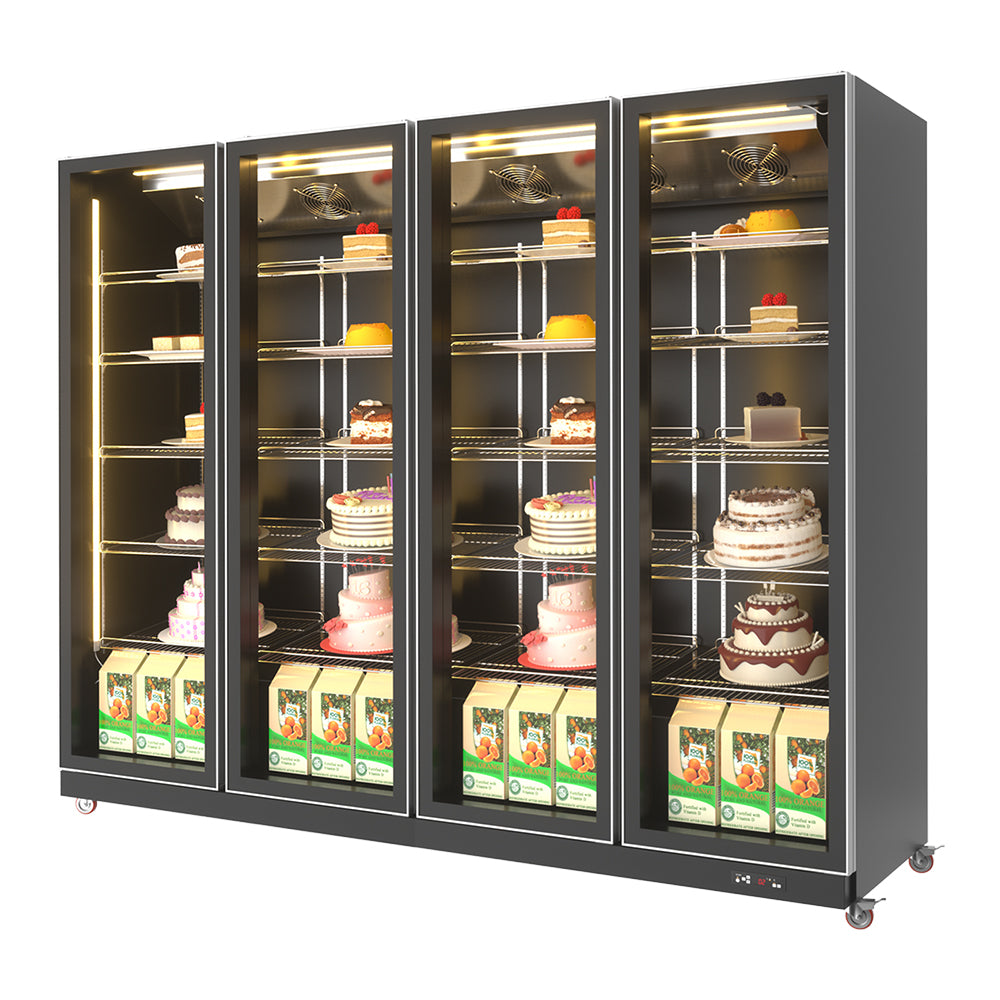 Display 4 glass doors | Black Cake Display Freezer – BAKDASH