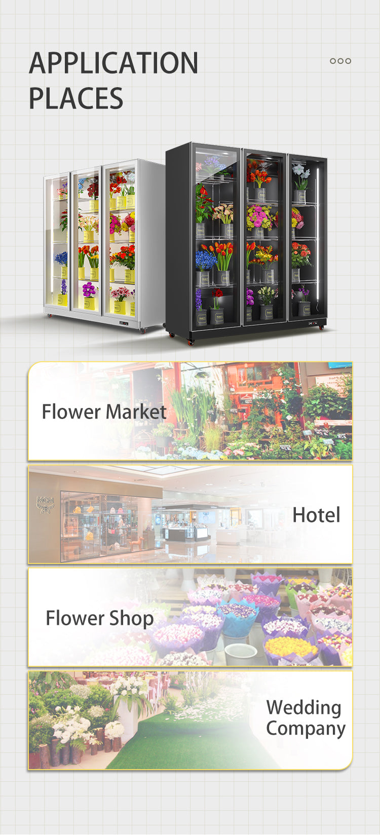 Display 3 glass doors | Black flower Display Freezer | Commercial ...