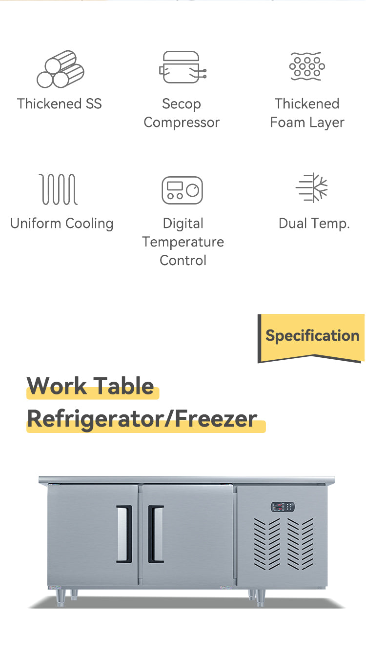 Worktable chiller & freezer | worktable refrigerated table | Commercial ...