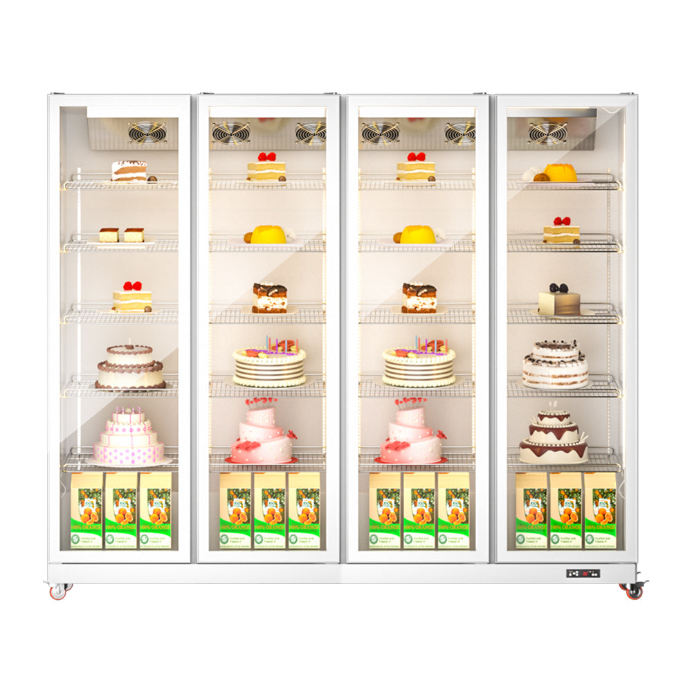Display 4 glass doors | White Cake Display Freezer – BAKDASH