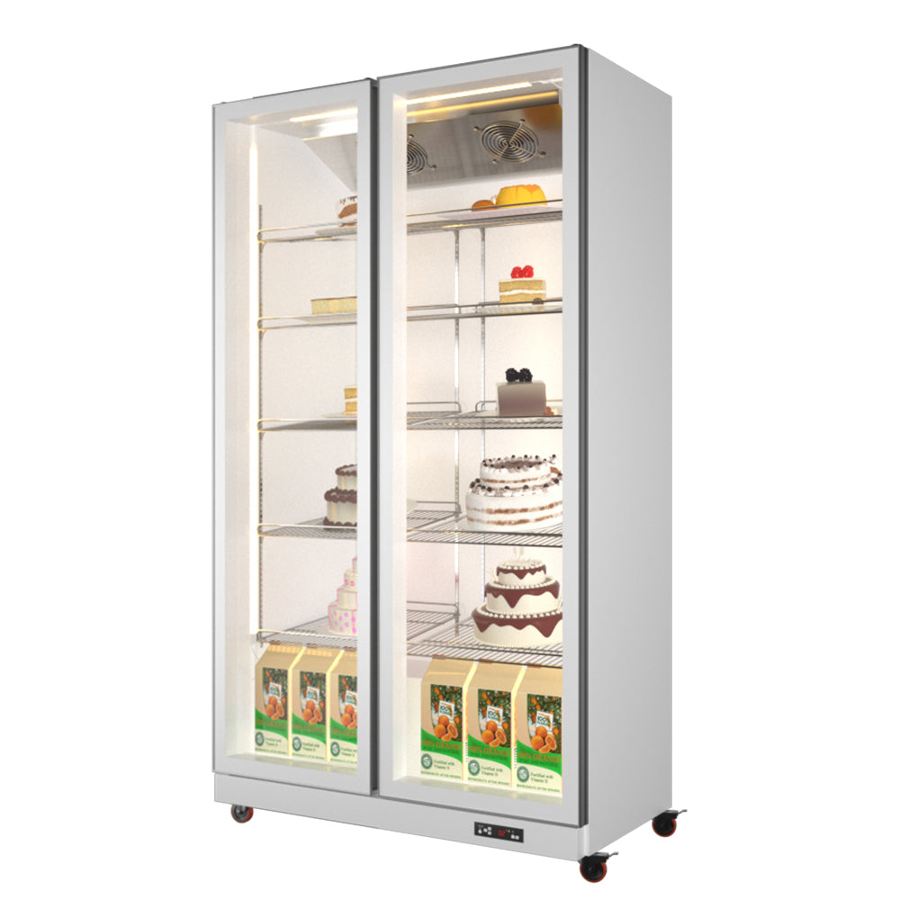 Display 2 glass doors | White Cake Display Freezer – BAKDASH