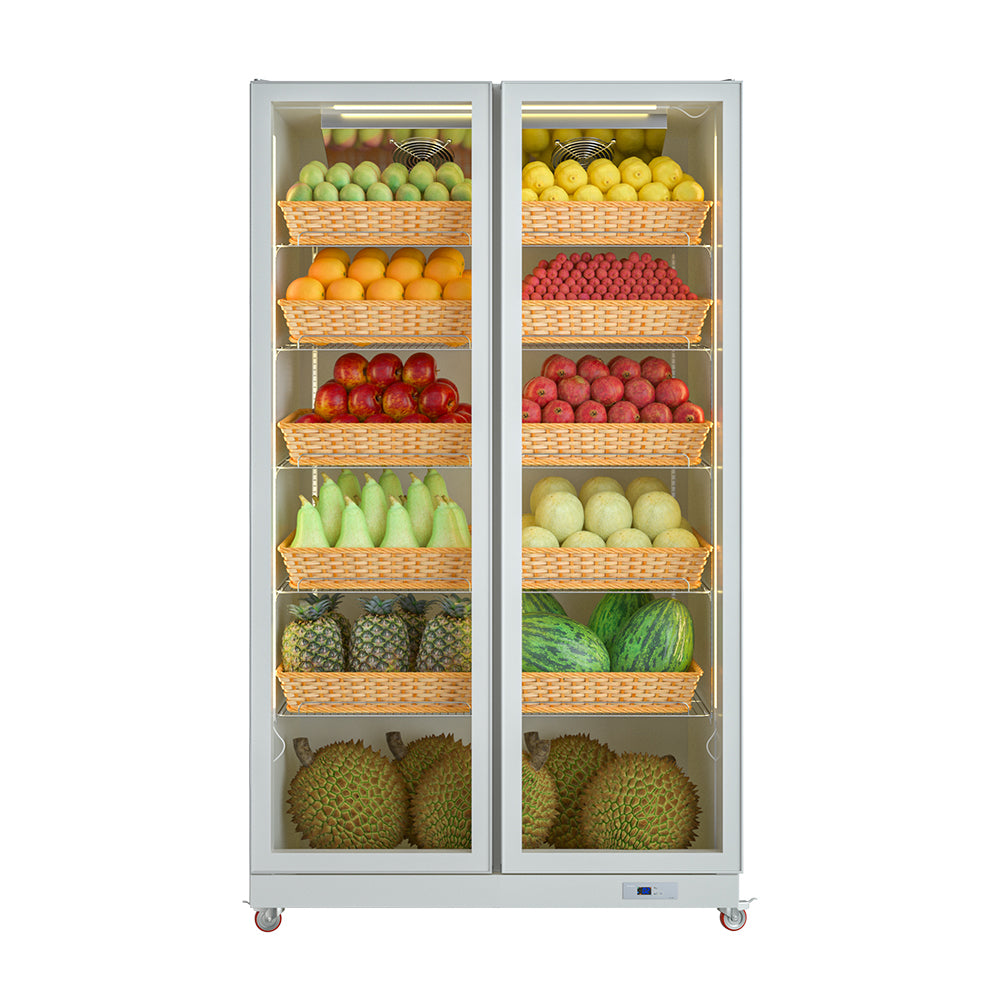 Display 2 glass doors | White Fruit Display Freezer | Commercial ...