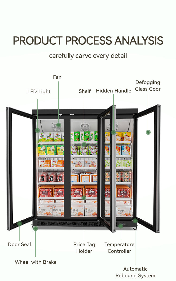 Display 2 glass doors | Full-screen printed glass door freezer（below 0 ...
